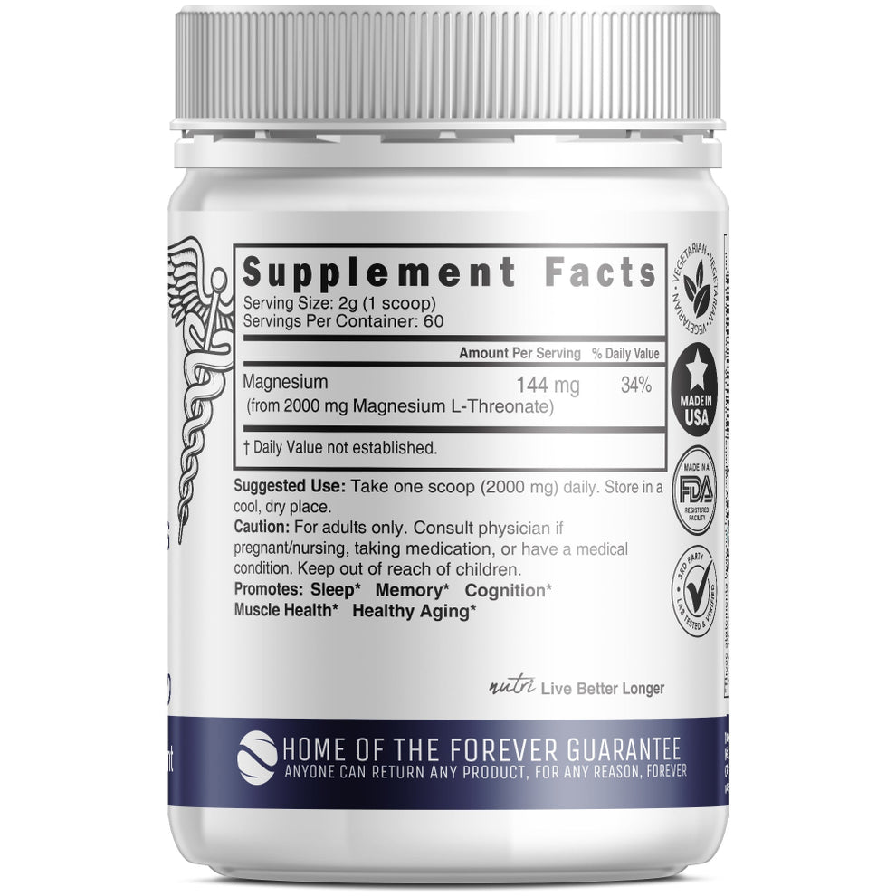 Magnesium L-Threonate 2000mg Unflavored Powder 120g Tub – Tree Spirit ...