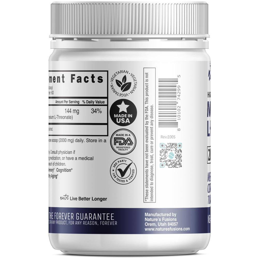 Magnesium L-Threonate 2000mg Unflavored Powder 120g Tub – Tree Spirit ...